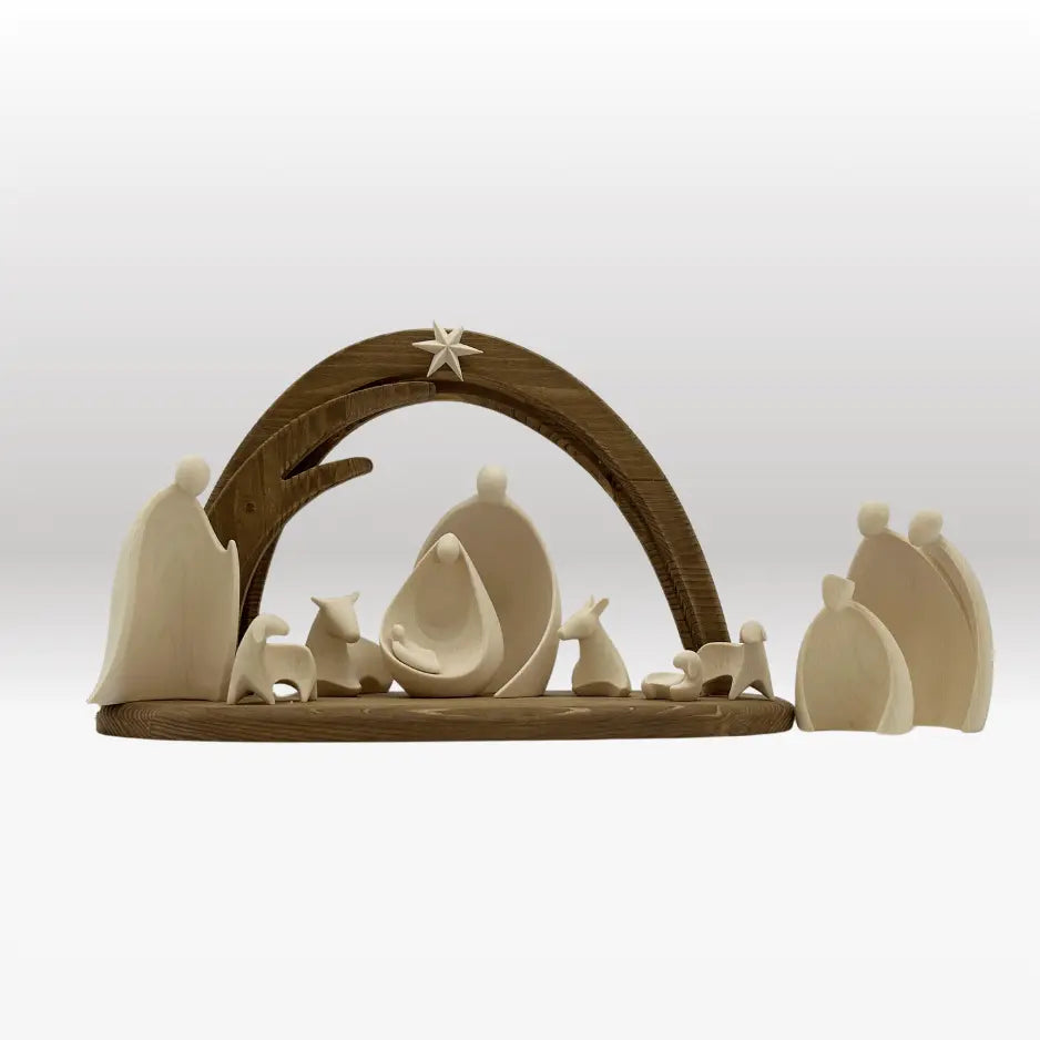 Nativity set with modern stable Leonardo (10 figures) - Ambiente Design