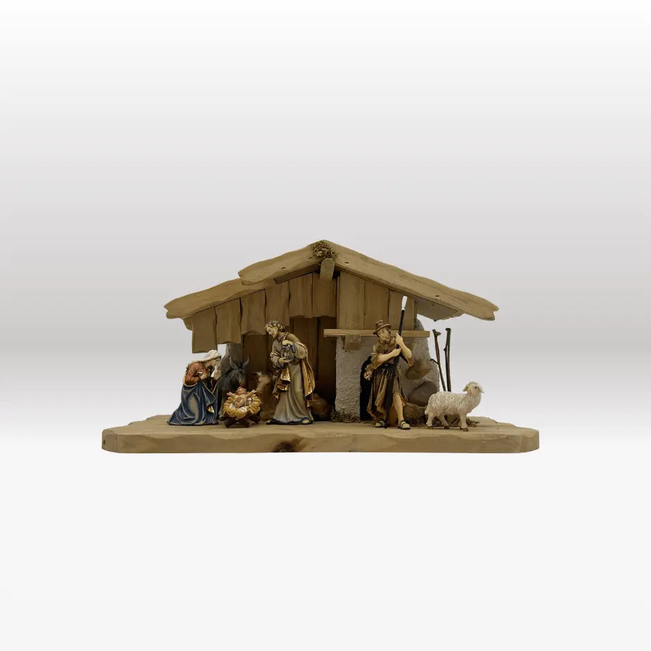 Jetzt kaufen Nativity set with Tyrol stable (7 figures) - Kostner nativity