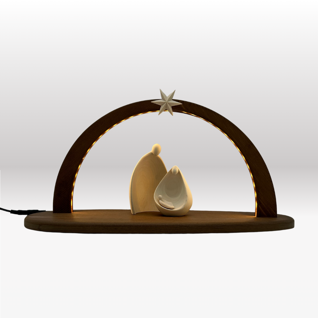 Holy Family set of 2 with stable Starlight brown - Ambiente Design