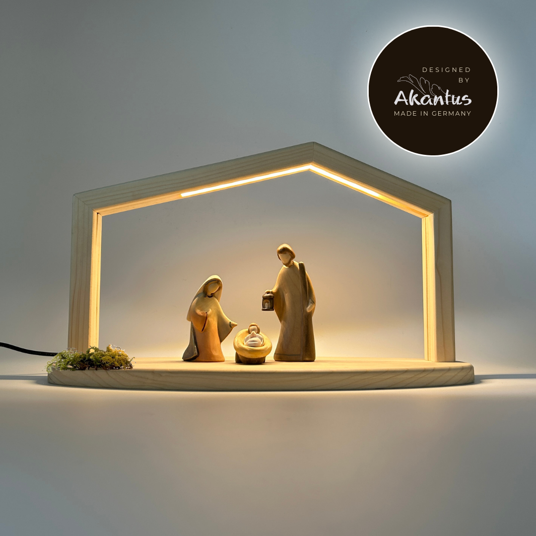 Hl. Familie (3 Figuren) Leonardo bemalt Stall "Akantus Design" natur