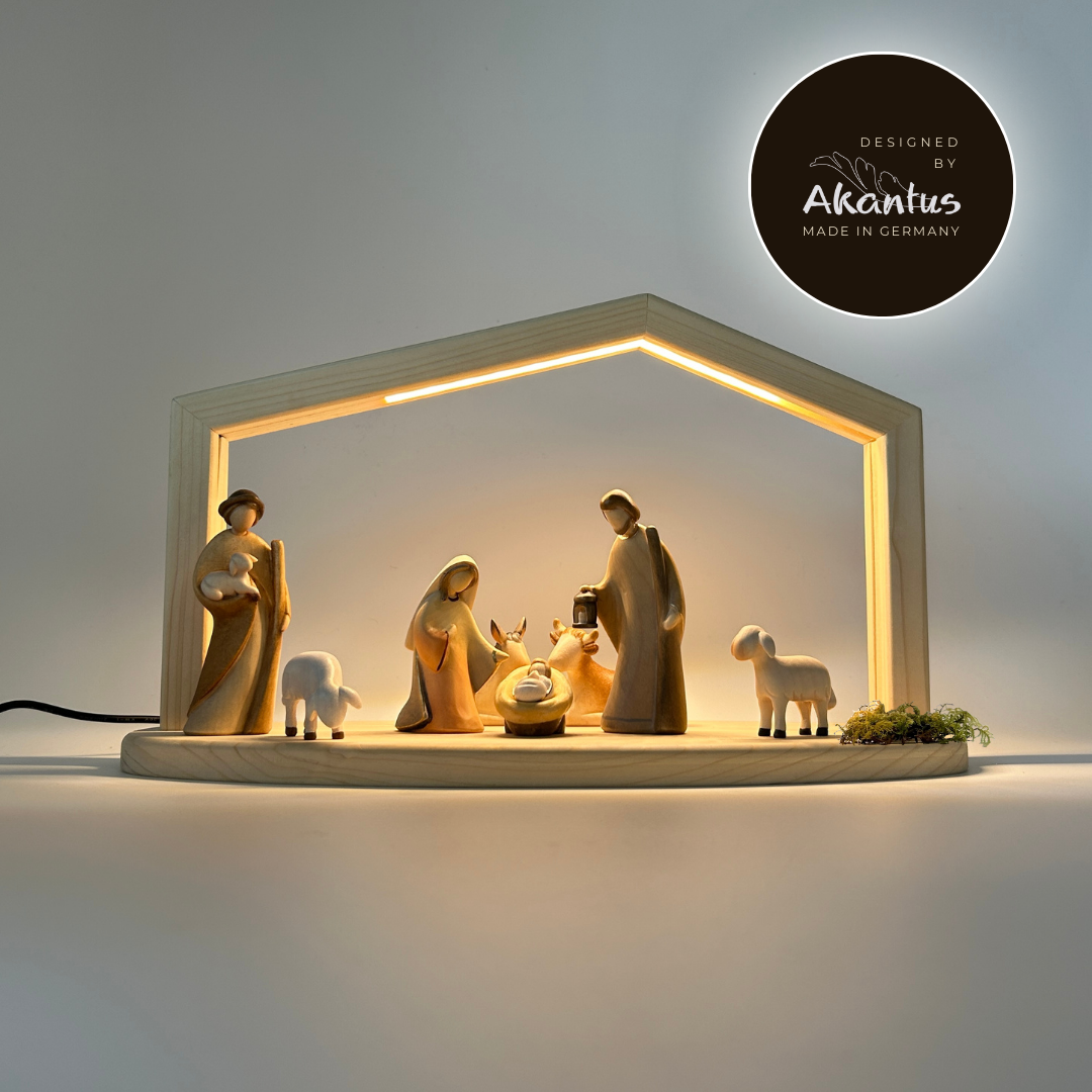 Nativity Set with stable „Akantus Design“ natural (8 Figures ...
