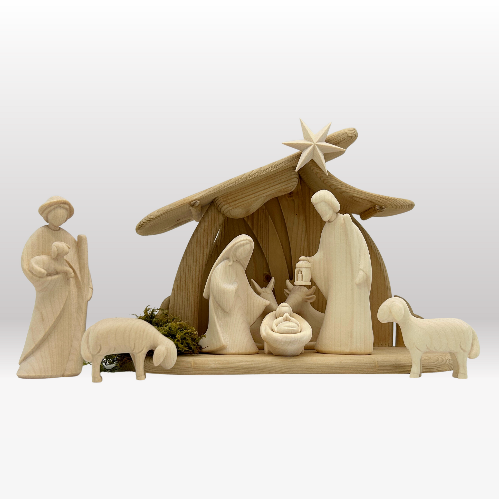 Nativity figures set with stable Holy Night small (8 figures)
