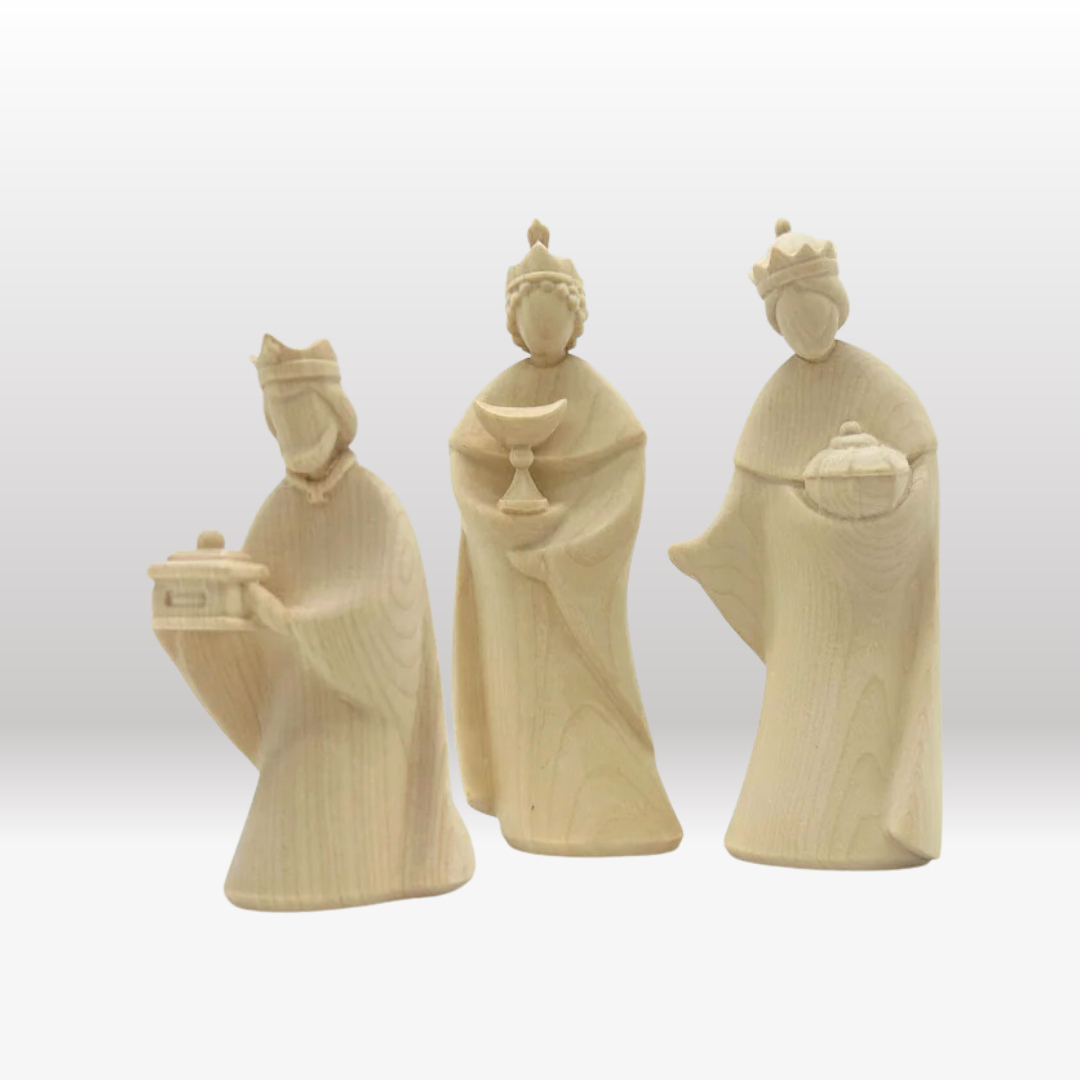 Three Kings - Leonardo nativity natural wood I Akantus