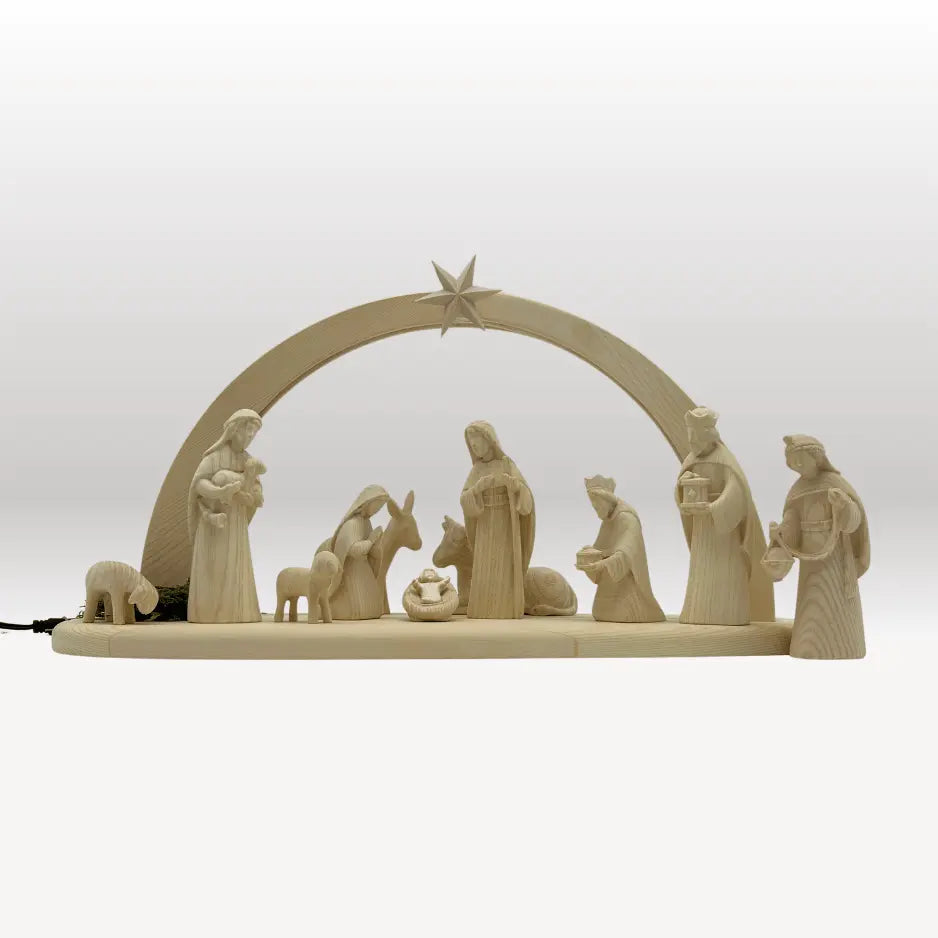 Nativity figures set with stable starlight with lighting (11 figures ...