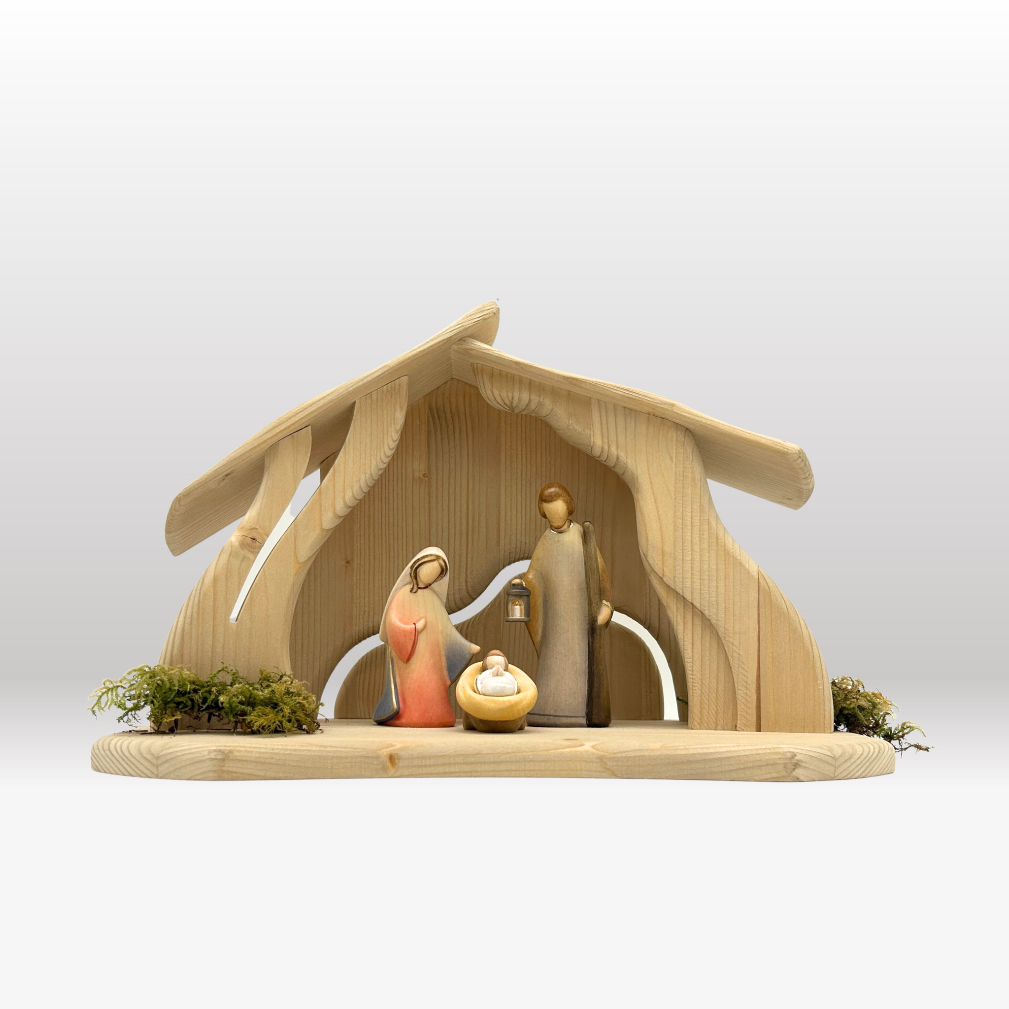 Holy Family set of 3 with stable small - Leonardo nativity colored