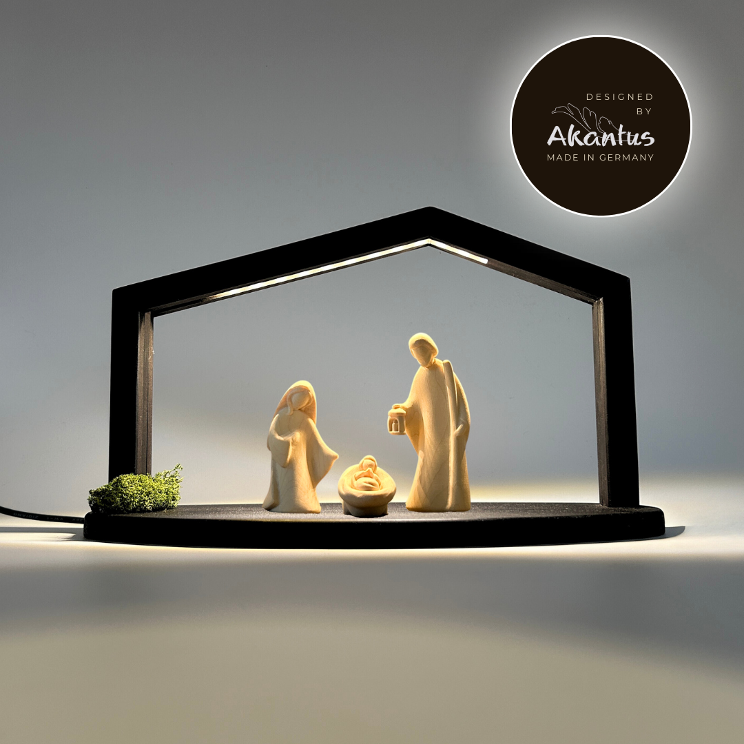 HL.Familie (3 Figuren) Leonardo natur mit Stall "Akantus Design" black