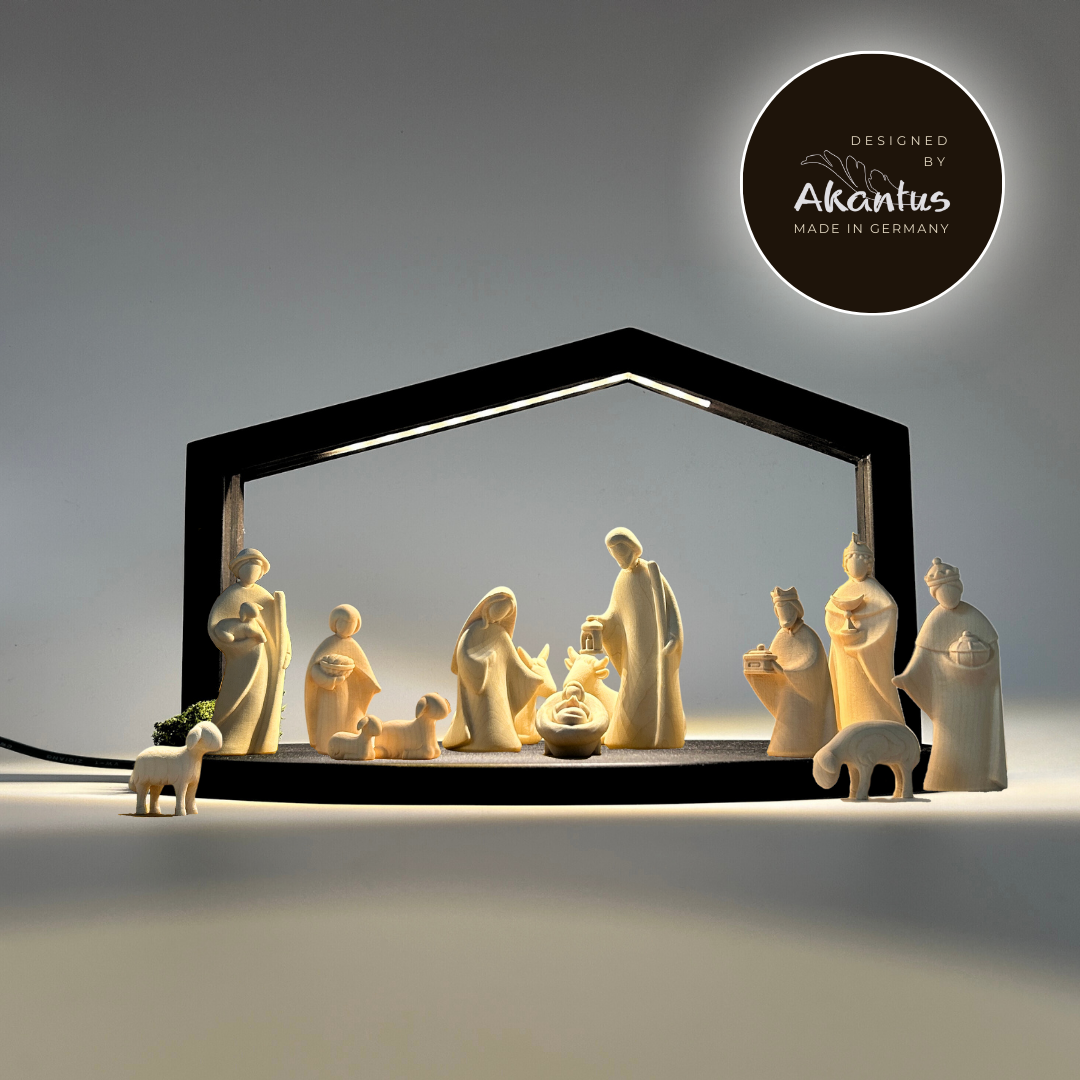 Nativity Set with stable „Akantus Design“ black (14 Figures) - Leonardo