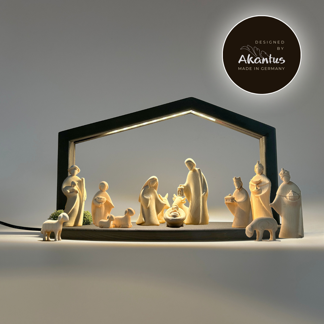 Nativity Set with stable „Akantus Design“ stone (14 Figures) - Leonard