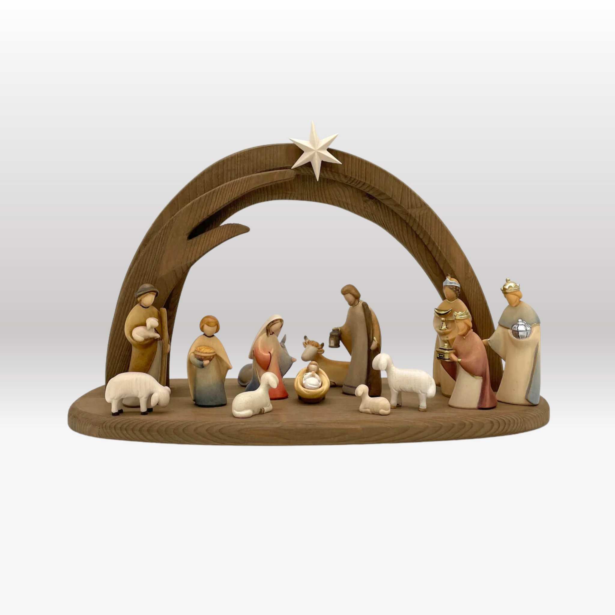 Nativity set with modern stable (14 figures) - Leonardo nativity