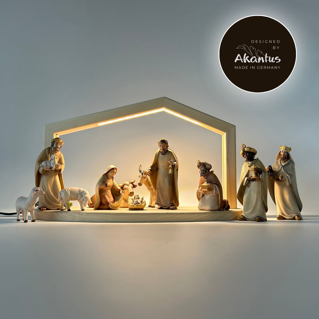 Nativity Set with stable „Akantus Design“ natural (11 Figures)