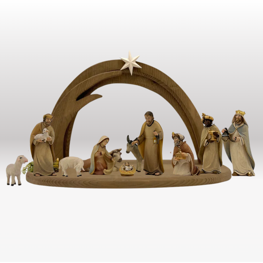 NATIVITY FIGURES SET WITH STABLE LEONARDO (11 FIGURES) - ARTIS