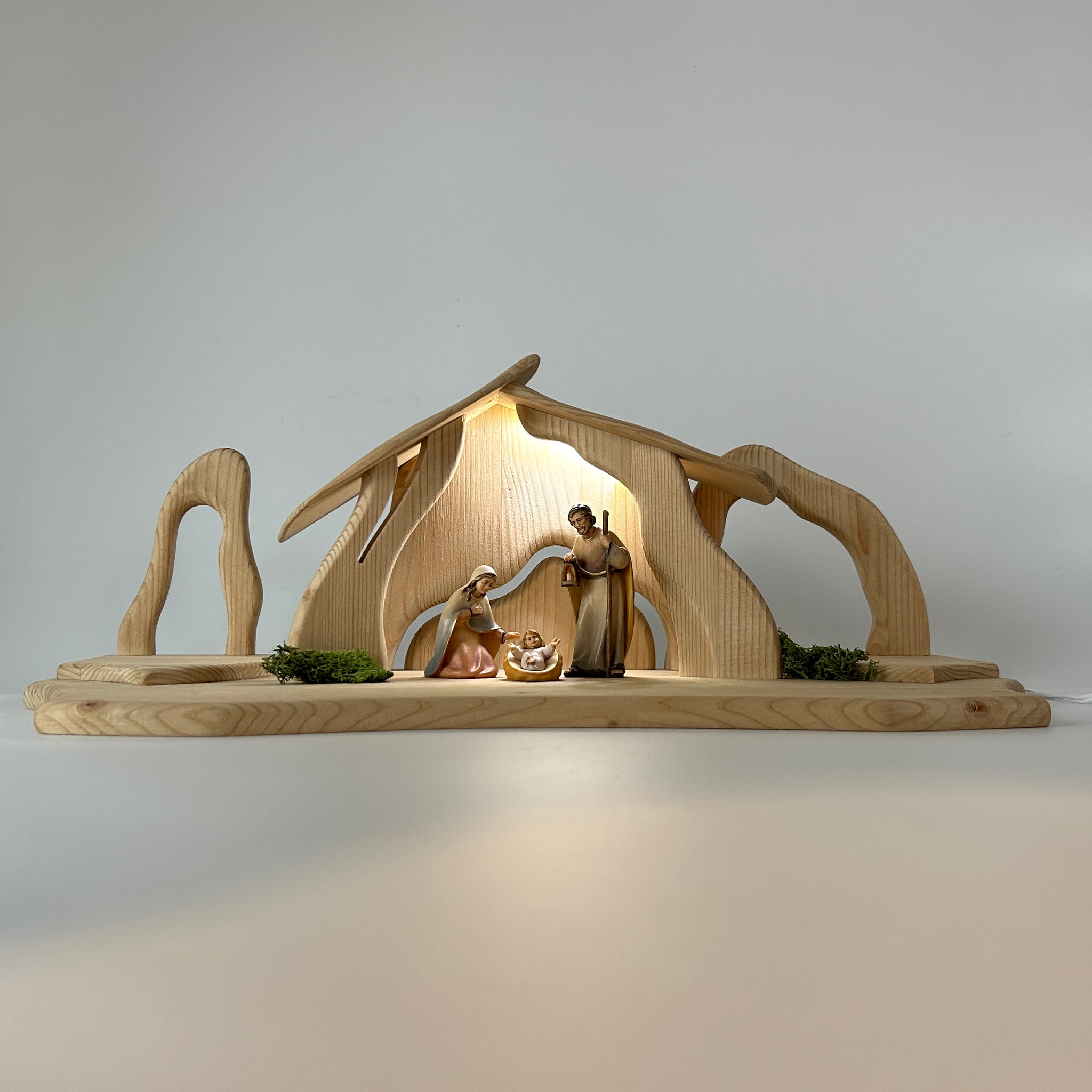 Holy Family Set of 3 with Stable Large - Light nativity I Akantus